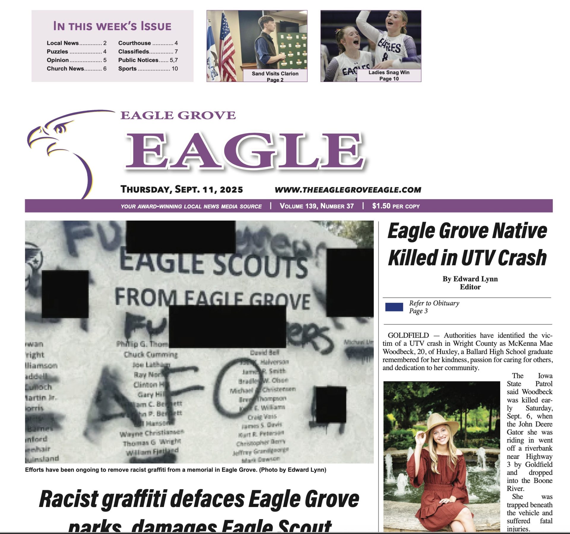 Sept. 11, 2025 - Eagle Grove Eagle